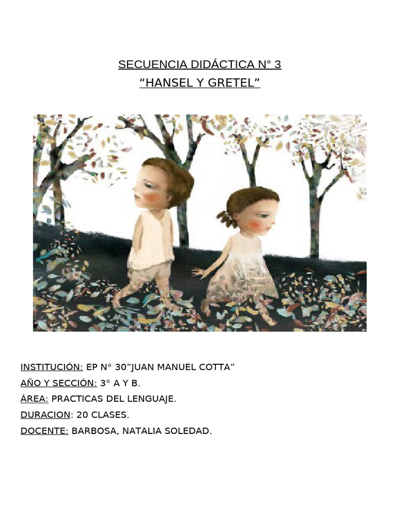 Secuencia Didactica Hansel y Gretel Final | PDF | Hermanos Grimm ...