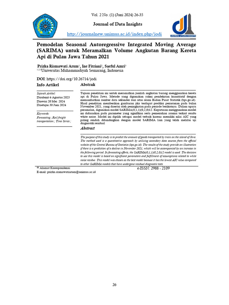 Pemodelan Seasonal Autoregressive Integrated Moving Average (SARIMA ...