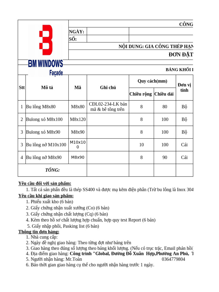 29.12.23 ĐH Gia Công Bu Lông - H NG M C C A Đi Lùa, Cladding | PDF