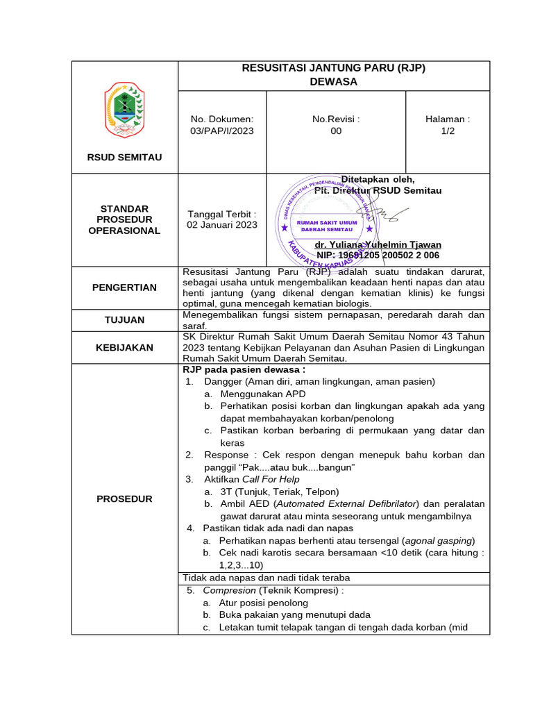 Spo RJP Dewasa | PDF