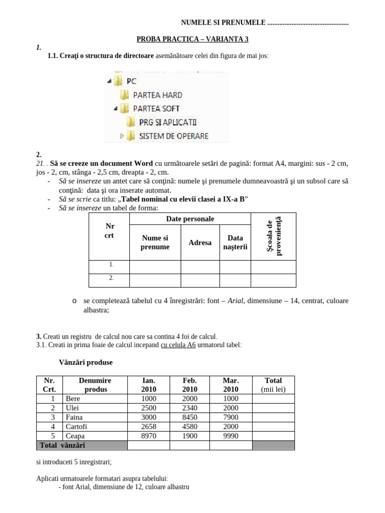 Practica Varianta 3 | PDF
