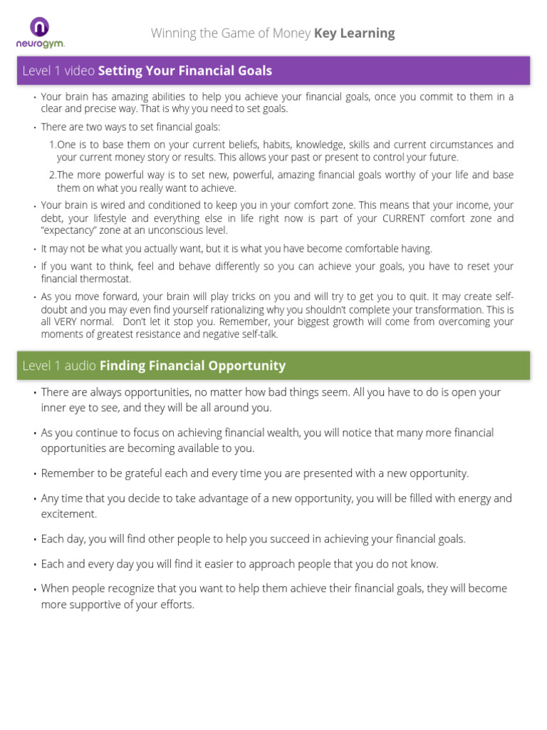 WTGM Keylearning Level1 | PDF