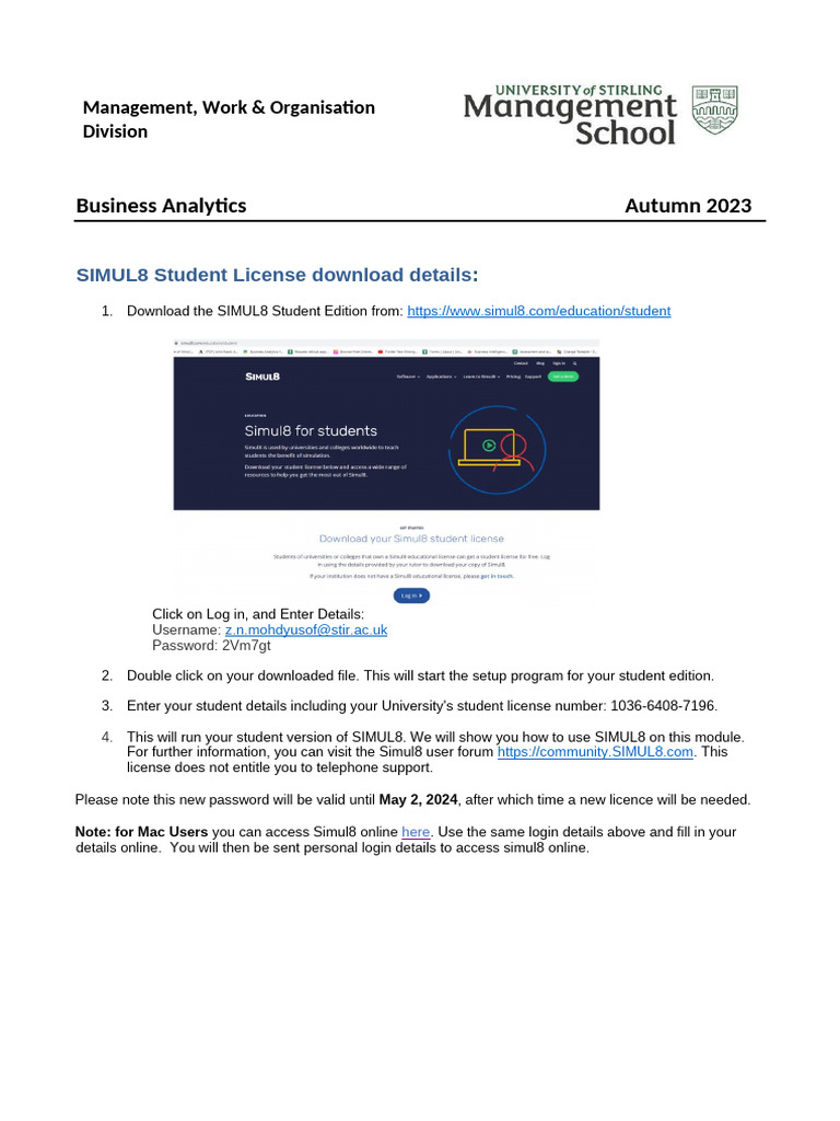 Student Simul8 License Autumn 2023 | PDF