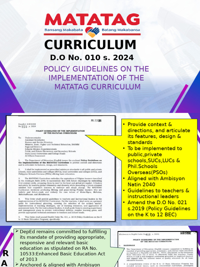Curriculum: D.O No. 010 S. 2024 | PDF