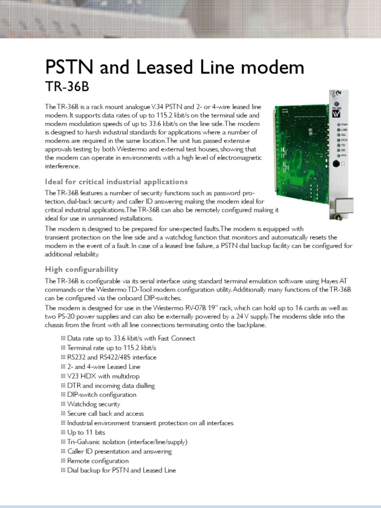 PSTN and Leased Line Modem: Ideal For Critical Industrial Applications ...