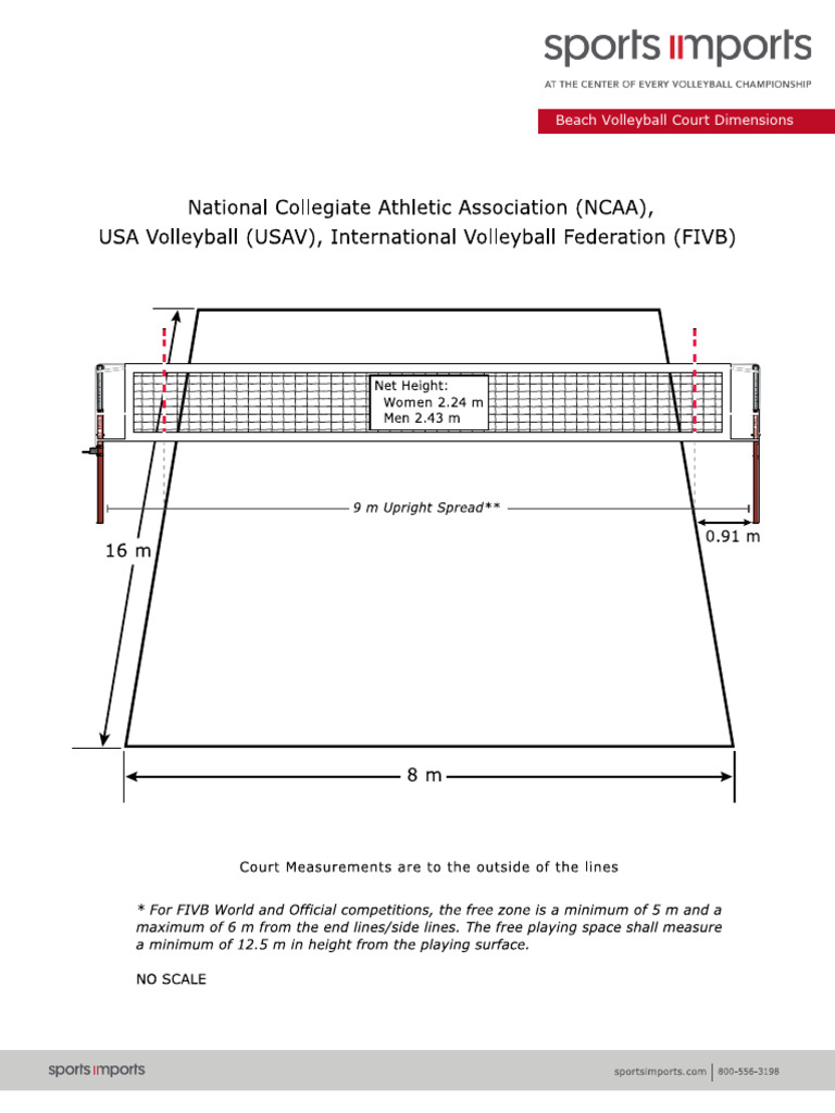 Beach Volleyball Court Dimensions NCAA Usav Fivb | PDF
