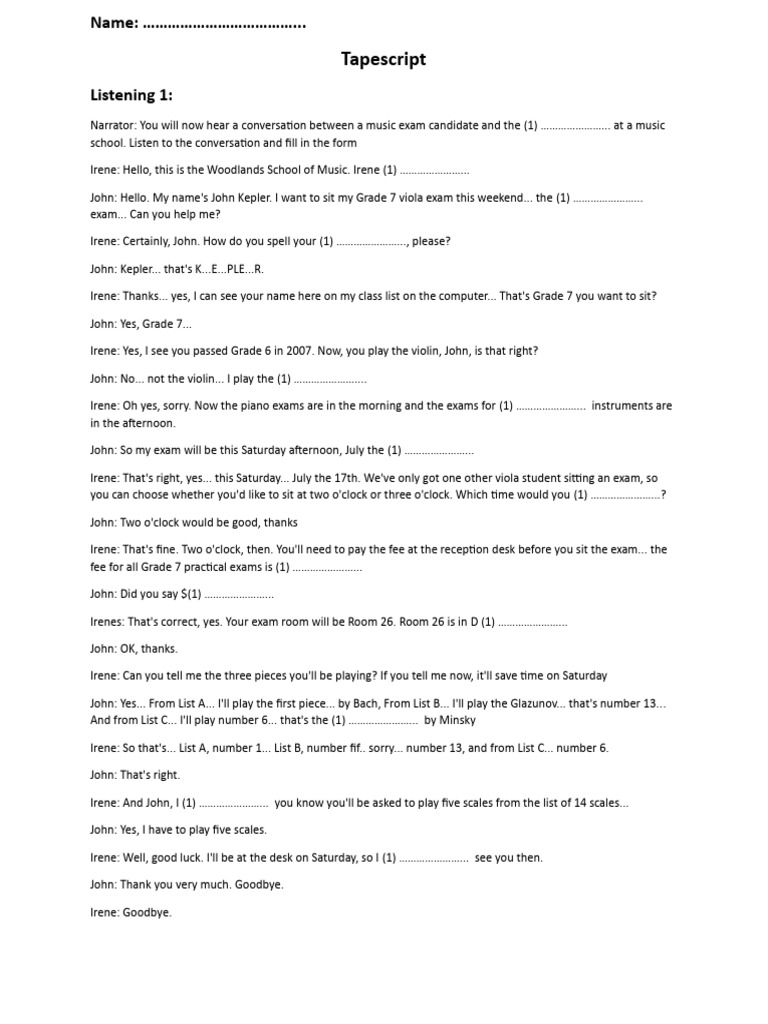 Unit 1 listening script | PDF