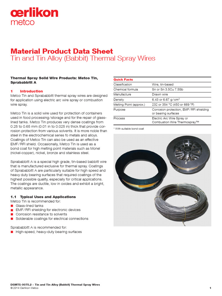 DSMTS-0075.2 Tin Babbitt Wire | PDF