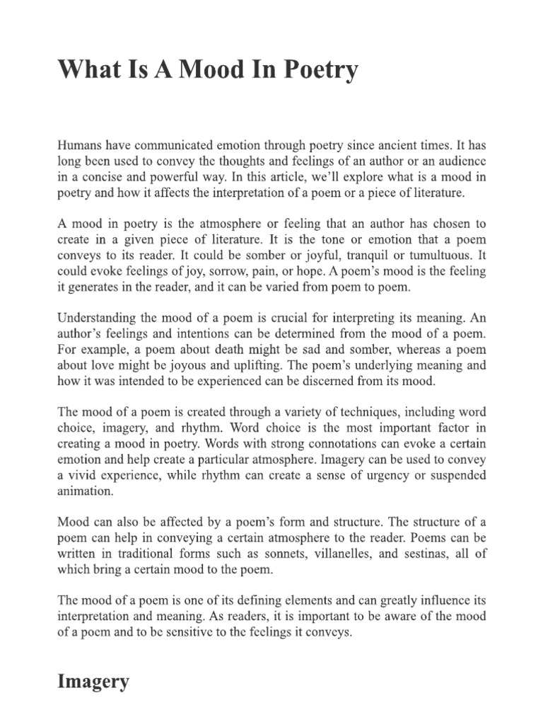 mood in poetry | PDF