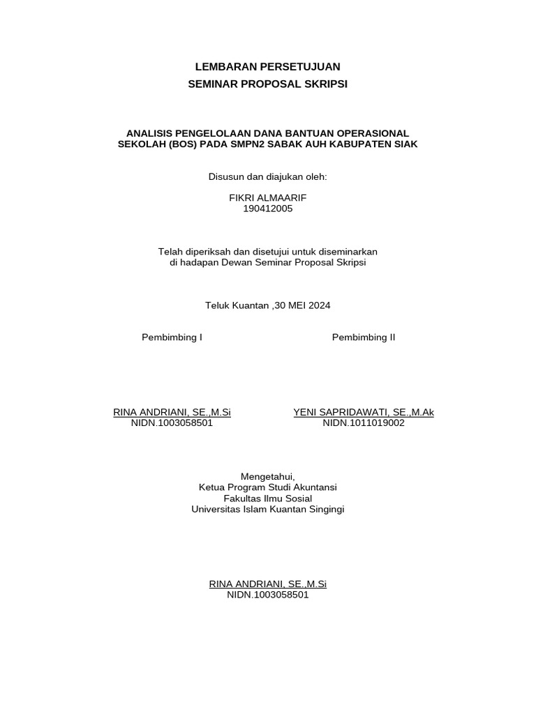 Lembar Persetujuan FIRKI ALMAARIF | PDF