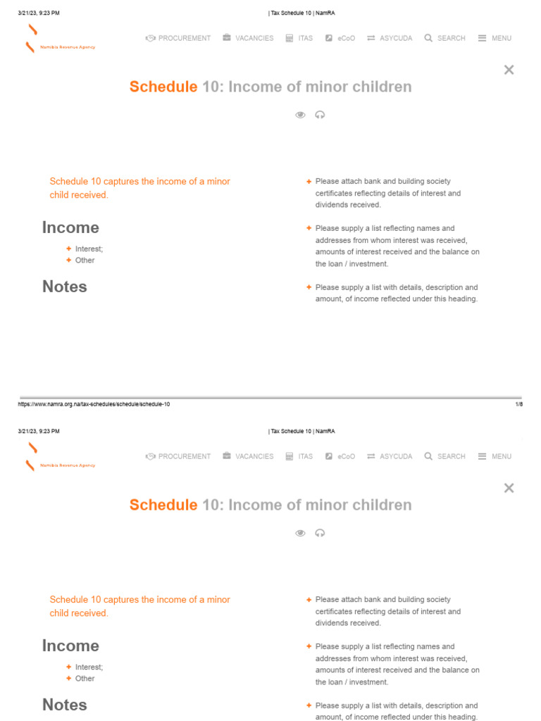 Tax Schedule 10 - Minor Child | PDF