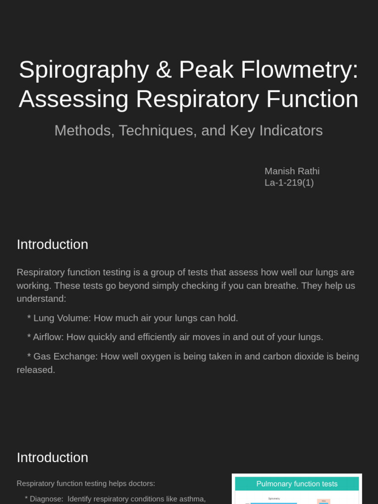 Spirography & Peak Flowmetry - Assessing Respiratory Function | PDF