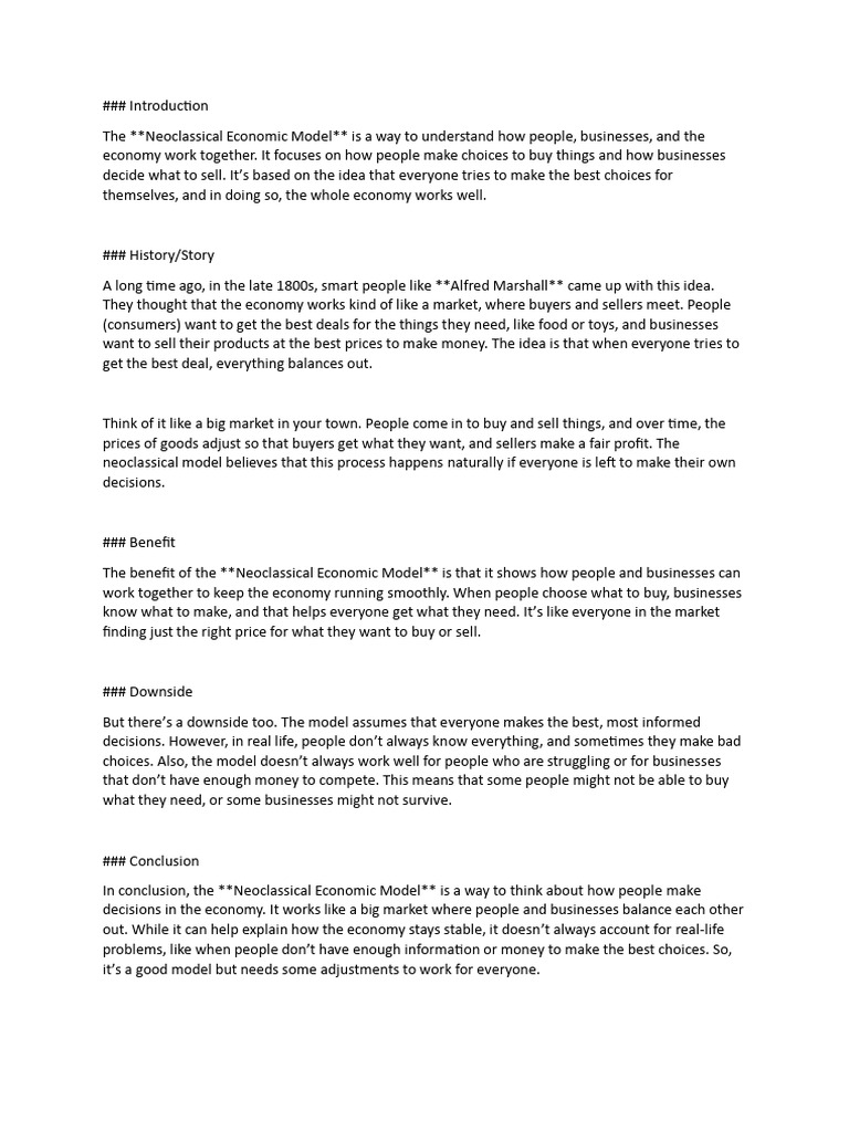 Neoclassical Economic Model | PDF