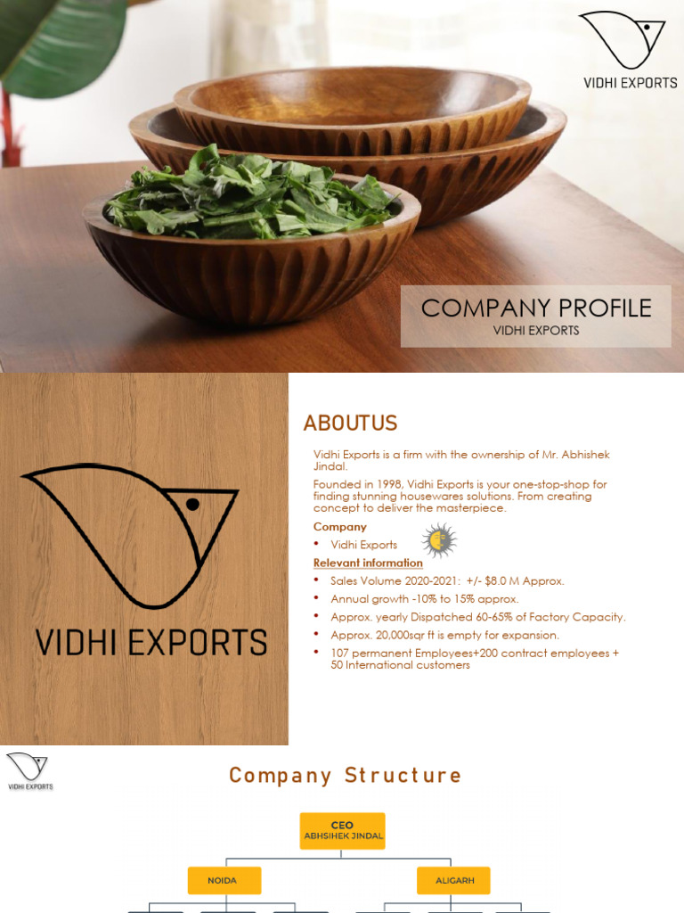 Company Profile Vidhi Exports | PDF