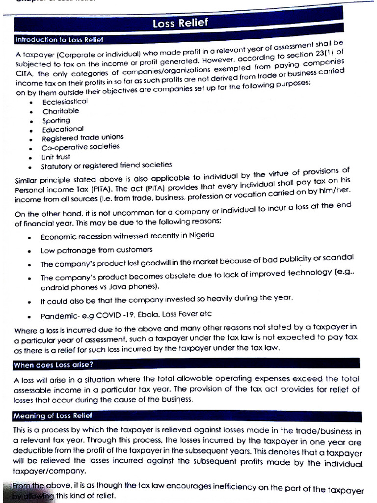 ACC 403 - Loss Relief | PDF