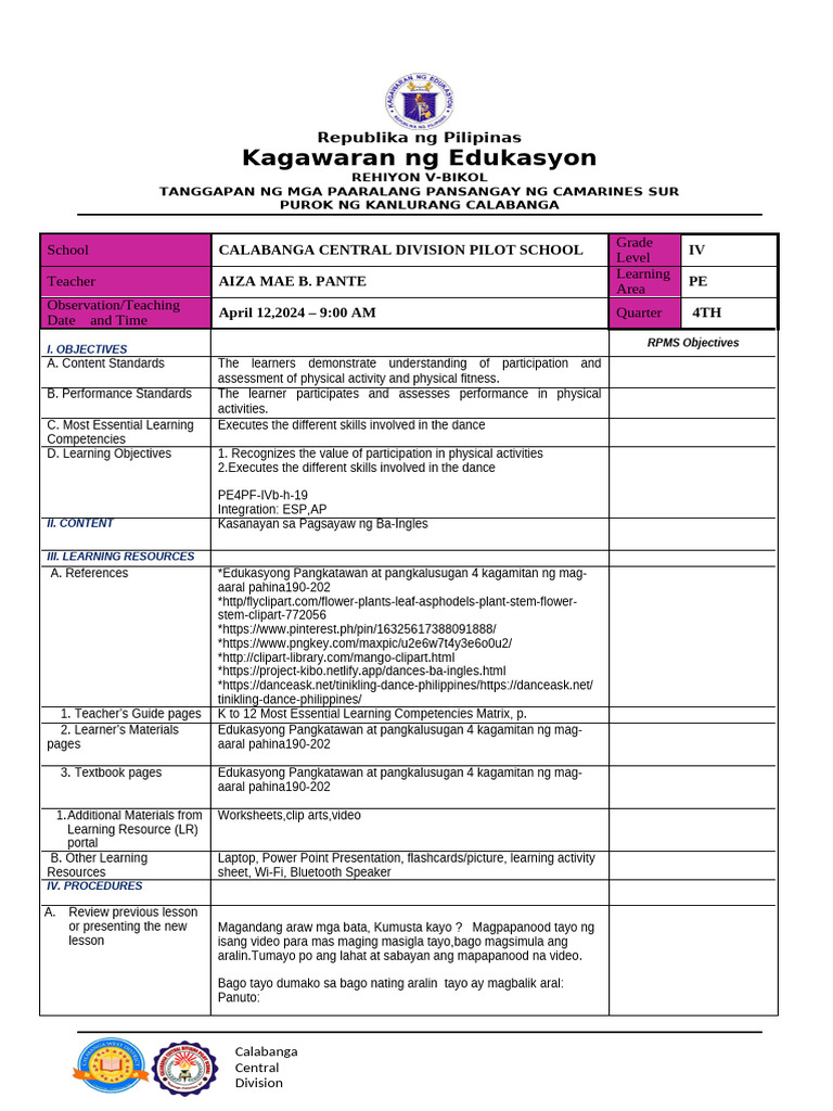 Observación de Clase: Ba-Ingles en PE IV | PDF
