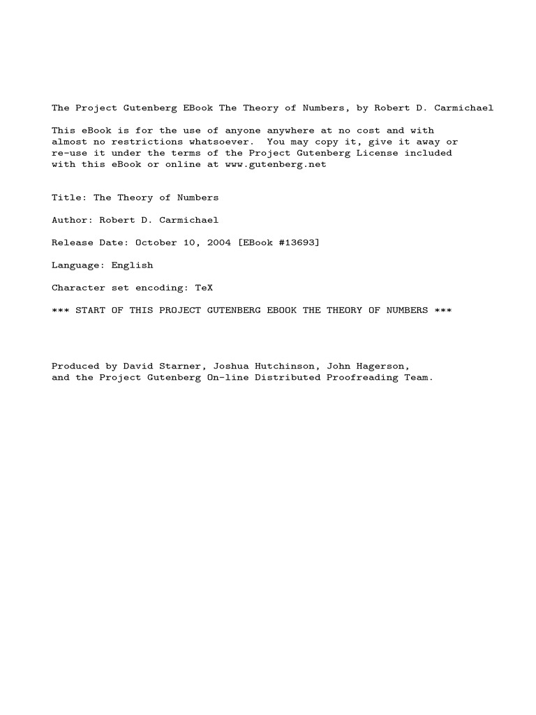 The Theory of Numbers by Robert D Carmichael | PDF | Prime Number ...