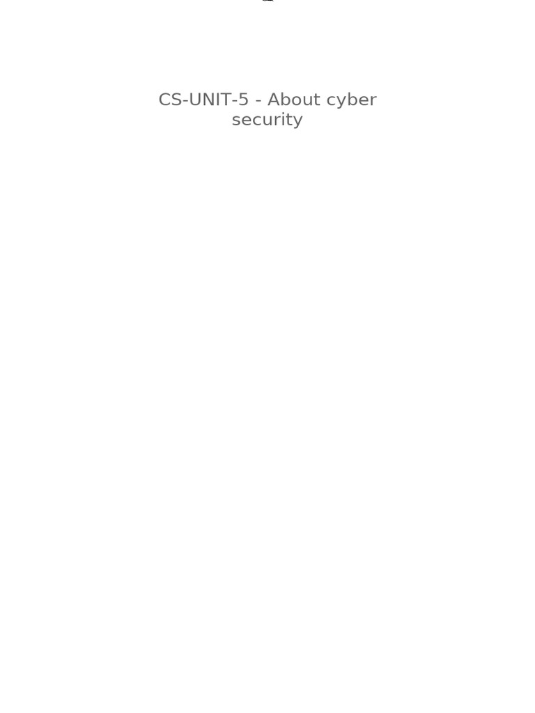 Cs Unit 5 About Cyber Security | PDF