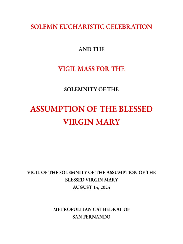 (Asf) Vigil Mass For The Solemnity of The Assumption of The Blessed ...