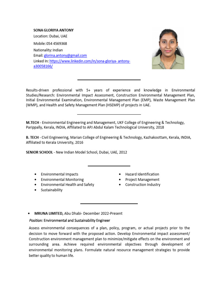 SONA GLORIYA ANTONY-CV (1) | PDF