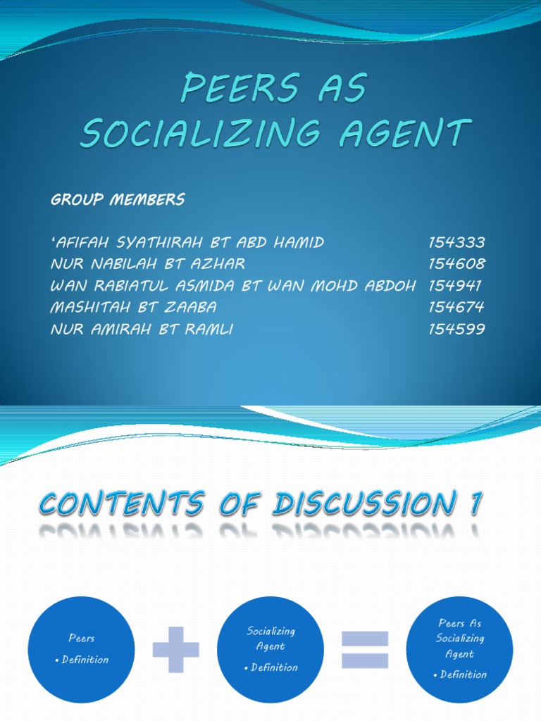Peers As Socializing Agent | PDF | Socialization | Adolescence