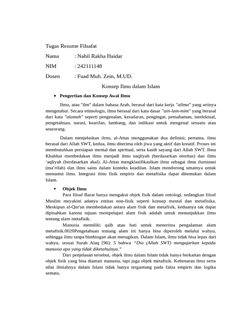 Rangkuman Konsep Ilmu Dalam Islam | PDF Rangkuman Konsep Ilmu Dalam Islam | PDF