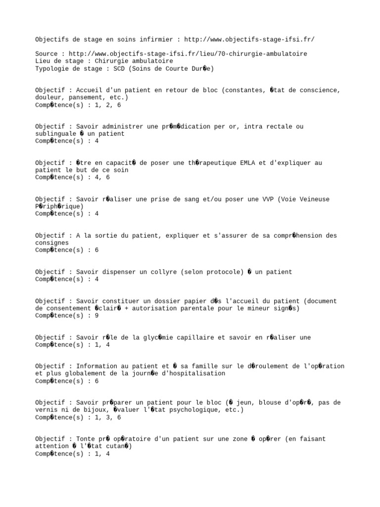 Objectifs de Stage Infirmier | PDF