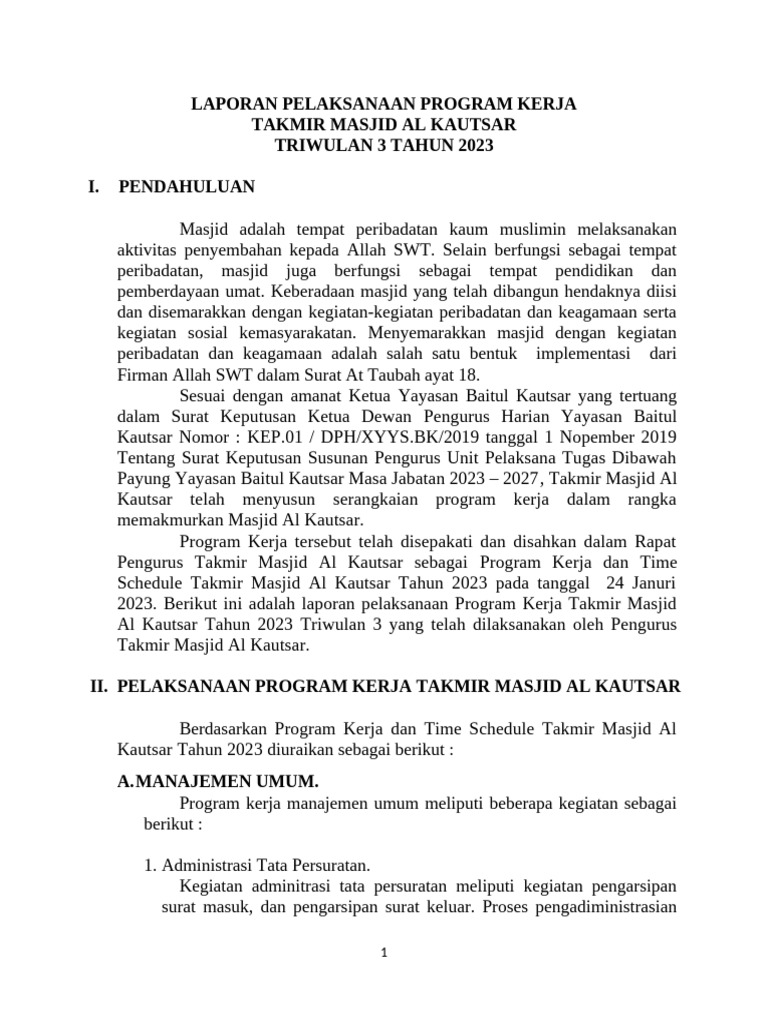 Laporan Pelaksanaan Program Tri Wulan 3 Tahun 2023 | PDF