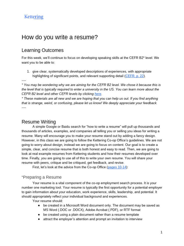 Resume Writing Guidelines in MS Word | PDF | Résumé | Adjective