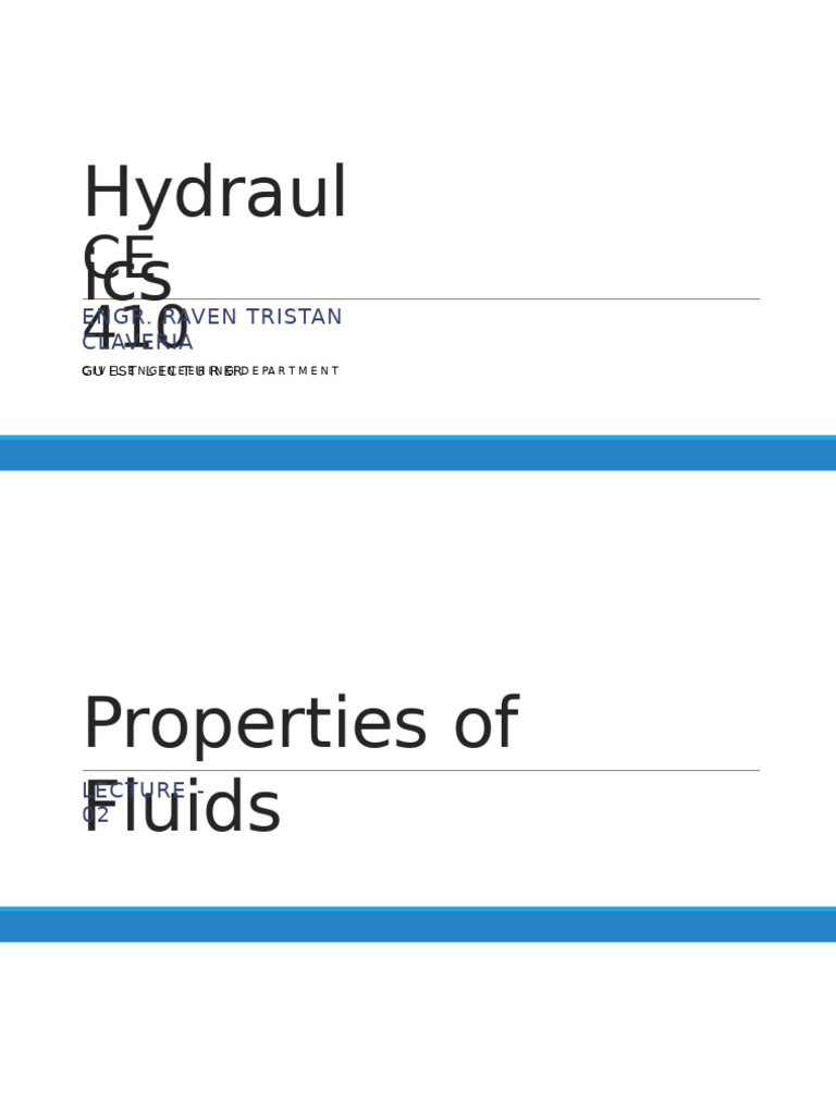 Lecture 02 - Properties of Fluids | PDF