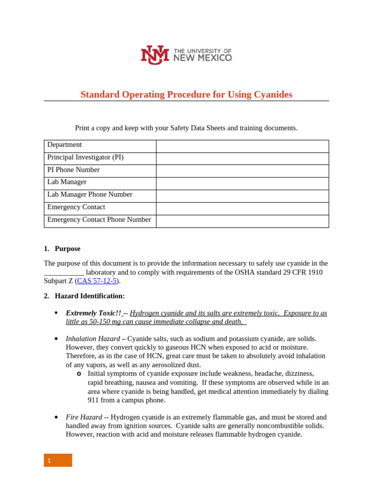 Cyanide Sop | PDF