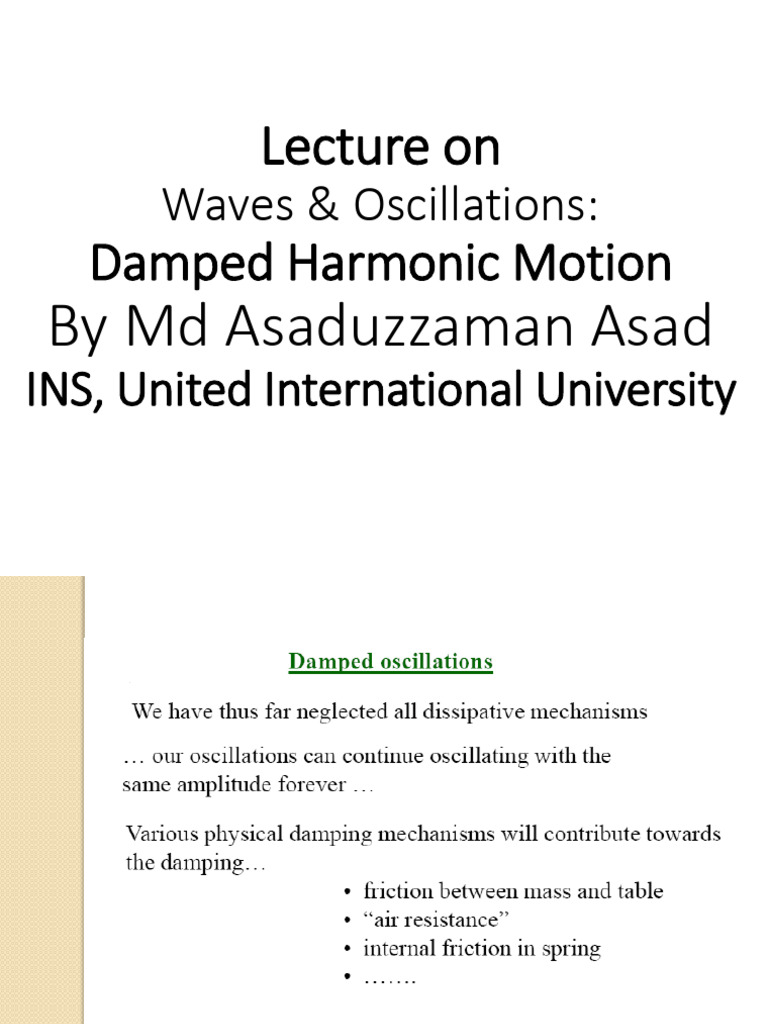 Damped Harmonic Motion Lecture | PDF