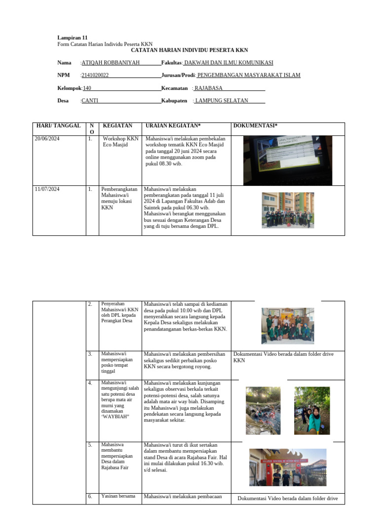 Lampiran 11-Catatan Harian Individu | PDF