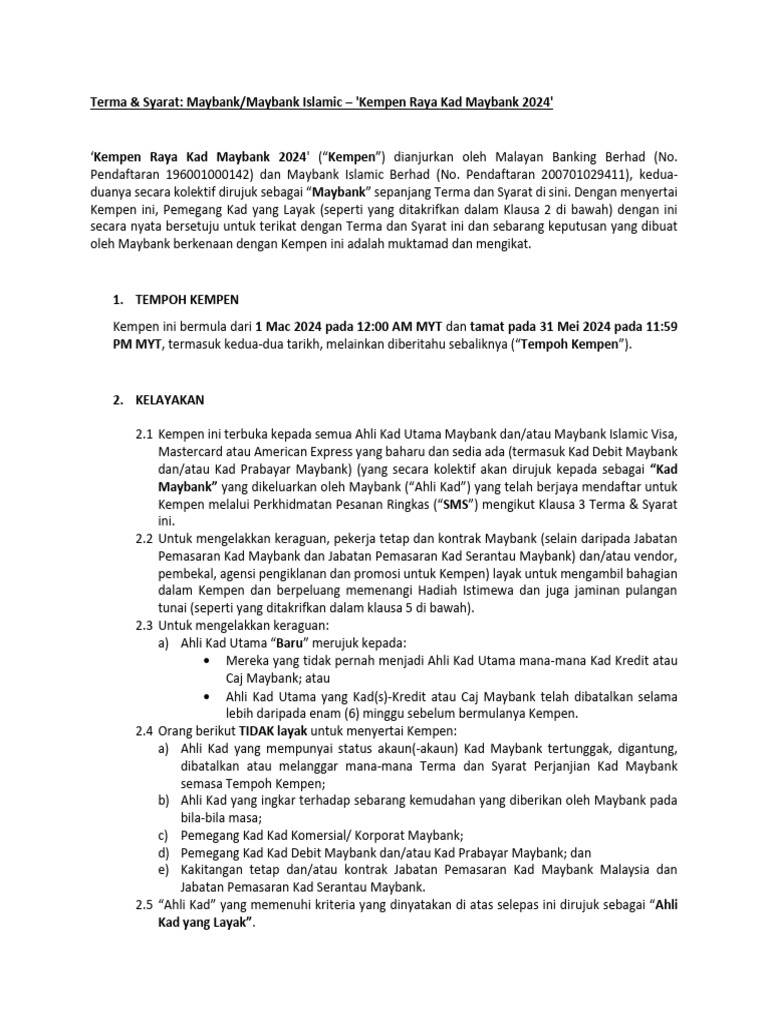 Raya Spend Win TNC BM | PDF