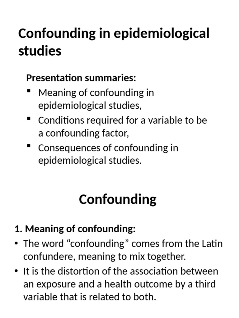 Confounding in Epidemiological Studies | PDF