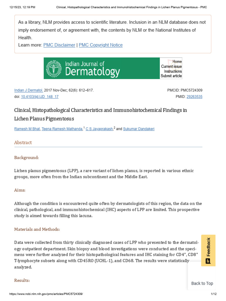 Clinical, Histopathological Characteristics and Immunohistochemical Findings in Lichen Planus ...