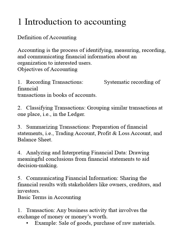 Chapter-1 Intro To Accounting | PDF