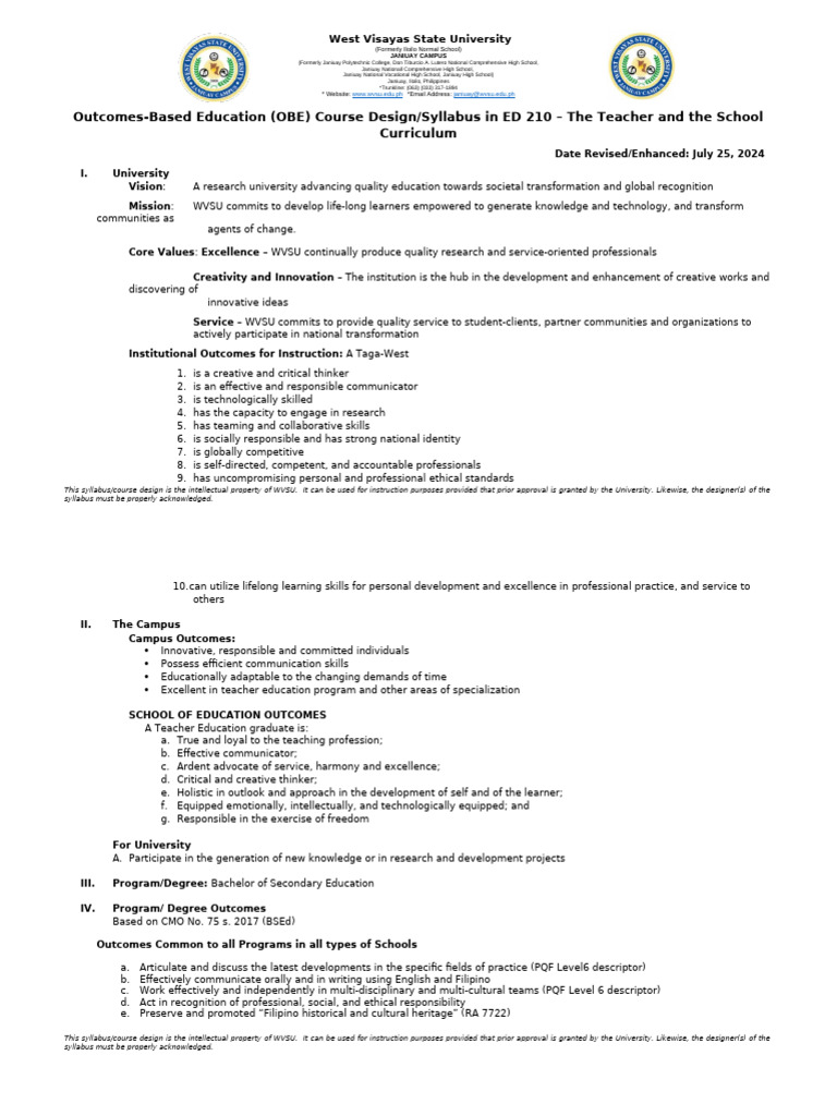 Syllabus ED 210 Soc Scie 1st Sem 2024 2025 | PDF | Curriculum | Career & Growth