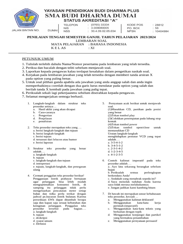 Uts Bindo (Xi) | PDF