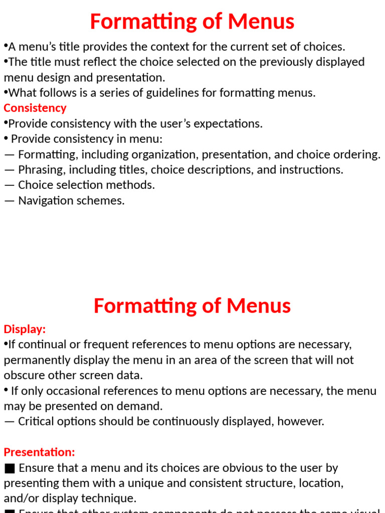 2.Formating of Menus | PDF