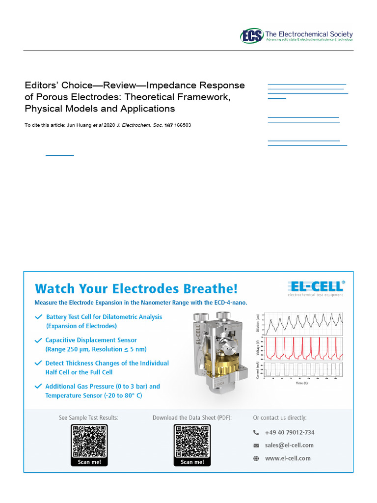 2020 EIS and Porous Electrodes Review J. Electrochem. Soc | PDF