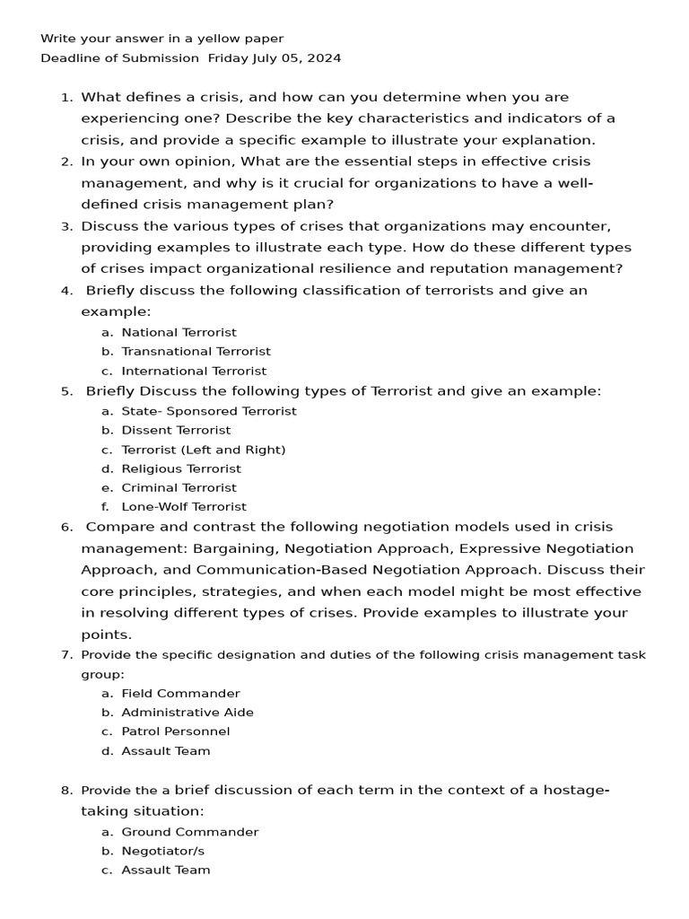 Crisis Incedent Management | PDF