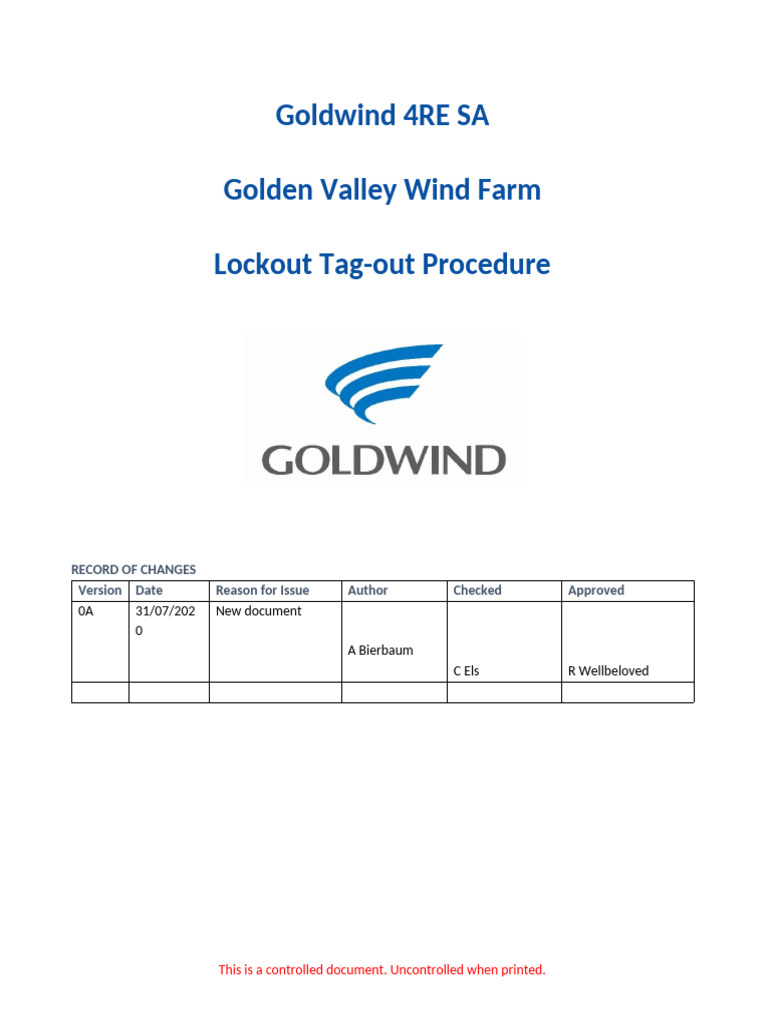 LOTO Procedure | PDF