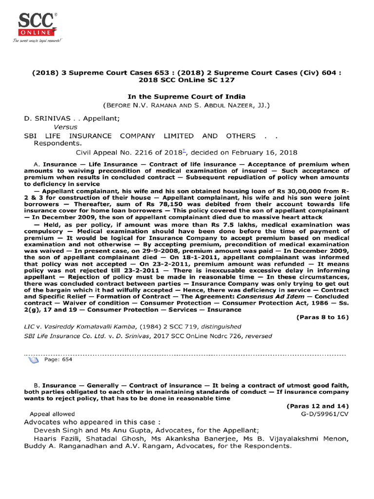 D Srinivas V SBI Life | PDF