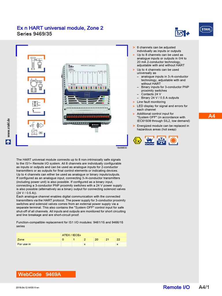 Fiche Technique Universal Module HART For Zone 2 Series 9469 35 EN | PDF