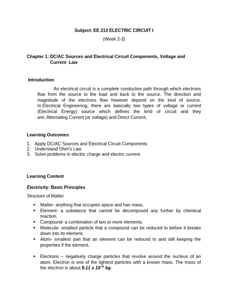 MODULE EE 213 Week 2 3 | PDF