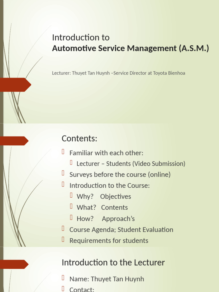 Introduction To Automotive Service Management Sep - 2023 | PDF