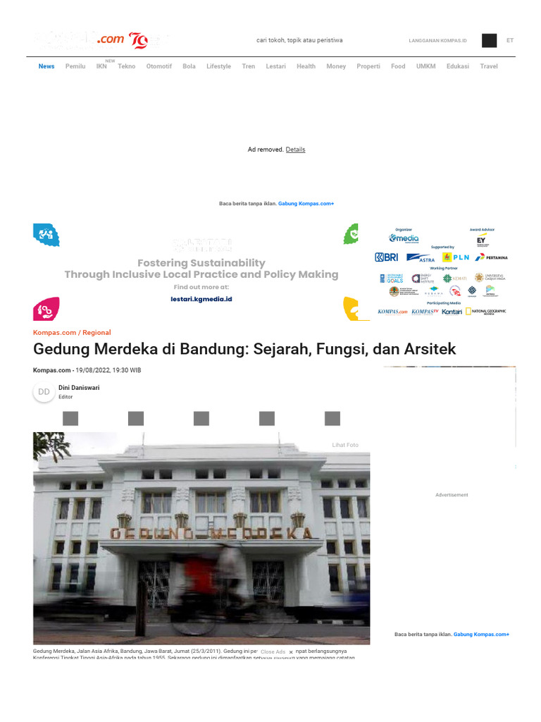 Gedung Merdeka Di Bandung - Sejarah, Fungsi, Dan Arsitek Halaman All | PDF