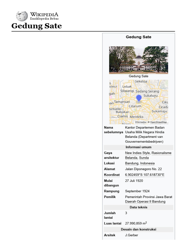 Gedung Sate - Wikipedia Bahasa Indonesia, Ensiklopedia Bebas | PDF