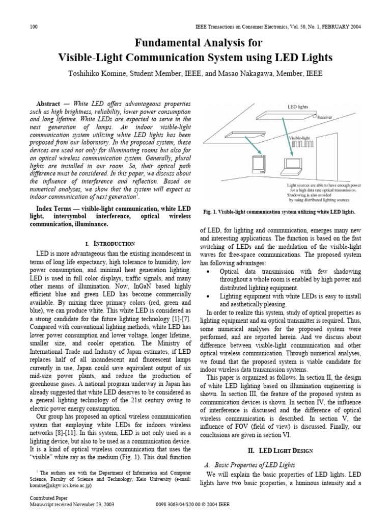 Fundamental Analysis For Visible-Light Communication System Using LED ...